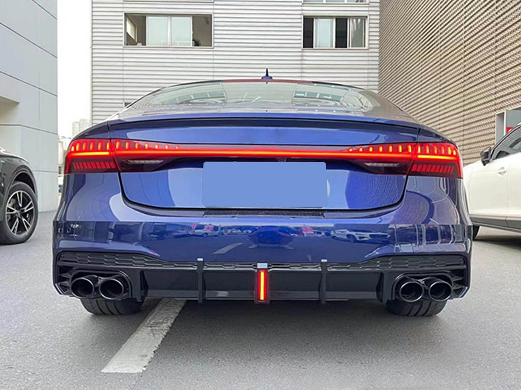 LED Black Diffuser. Exhaust Tips - For Audi S7 A7 S-line 2019-2024 - Autunik.com