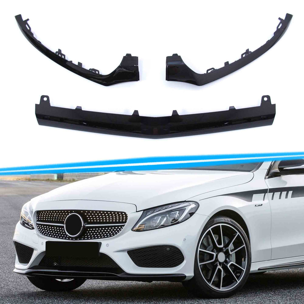 Black Front Lip Splitter - Mercedes C300 C350 C43 AMG 2015-2018 ...