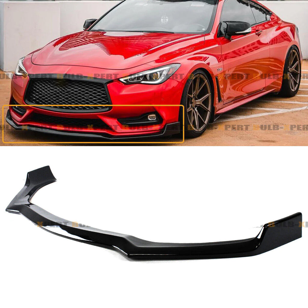 Gloss Black Front Lip Splitter - For Infiniti Q60 2017-2022 - Autunik.com