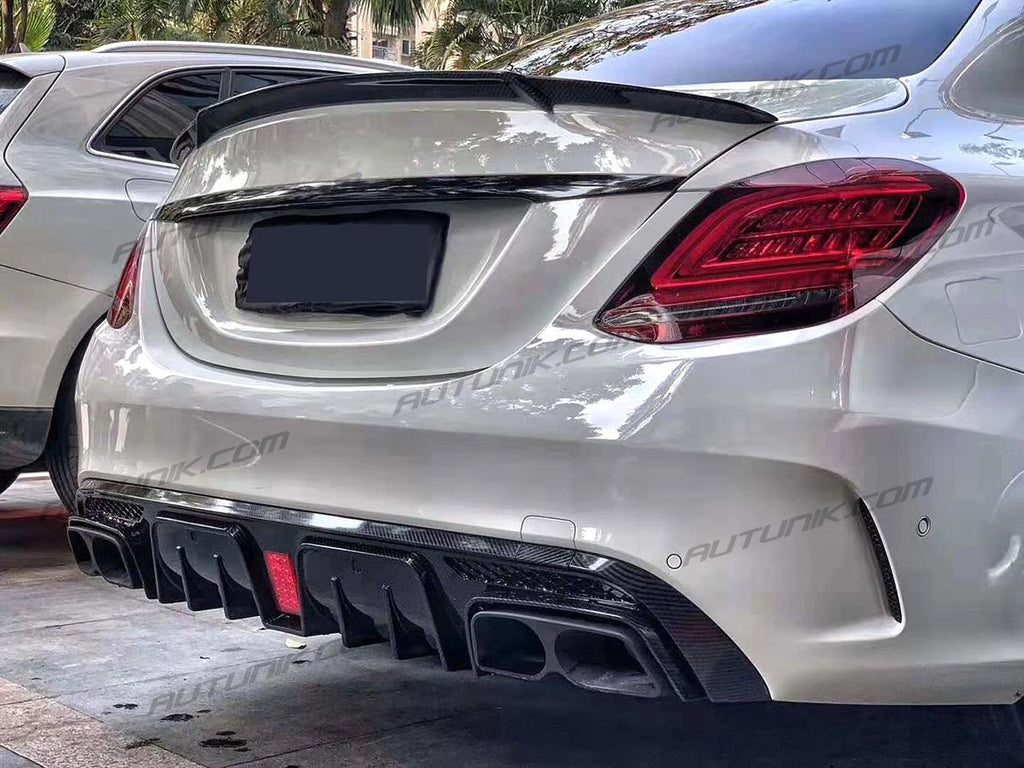 Carbon Style Diffuser, Exhaust Tips - Mercedes W205/S205 C300 C43 AMG ...