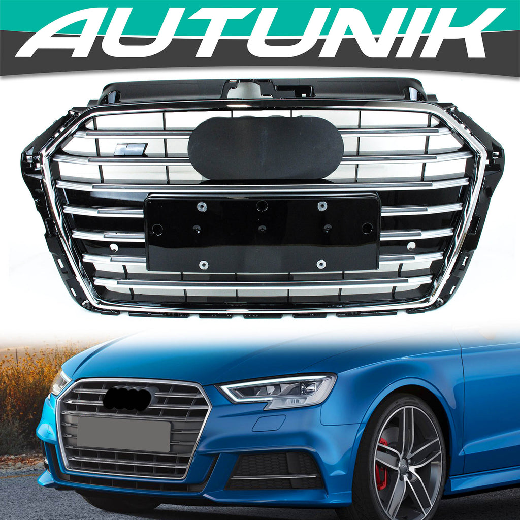 For 2017-2020 Audi A3 - Chrome Front Grille - Autunik.com