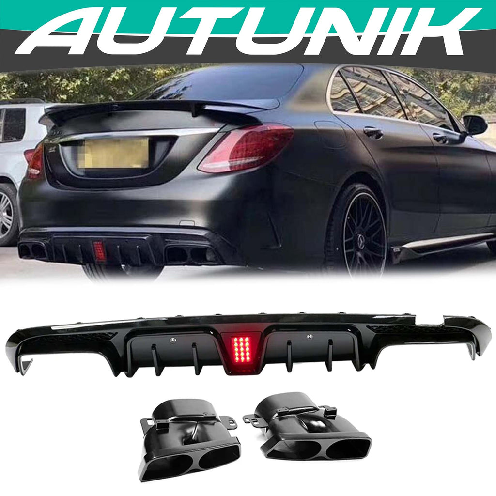 For 2015-2021 Mercedes C63 - Black Diffuser, Exhaust - Autunik.com