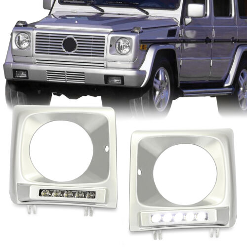 White Headlight Bezels - For Mercedes G63 G-CLASS W463 G65 AMG G500 ...