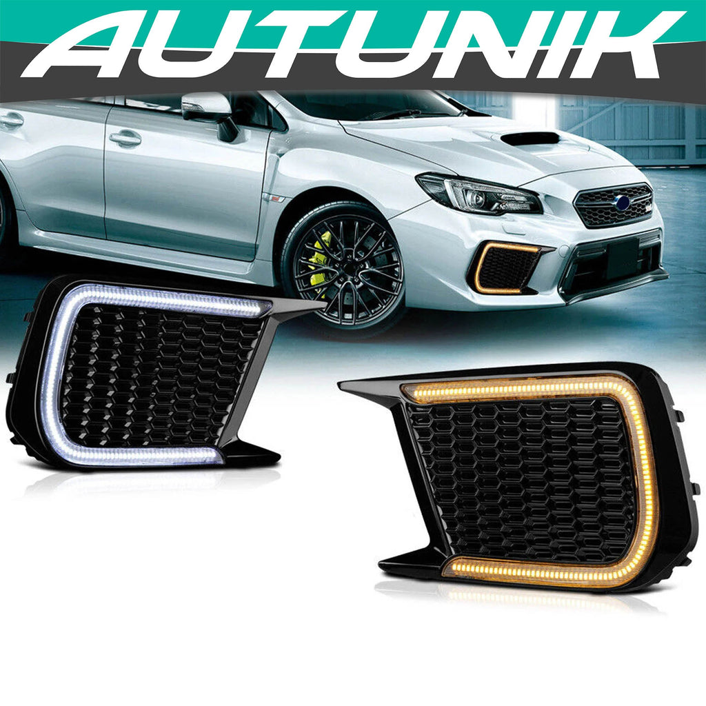 Sequential LED DRL Fog Lights Bezel - For Subaru WRX STi 2018-2020 ...