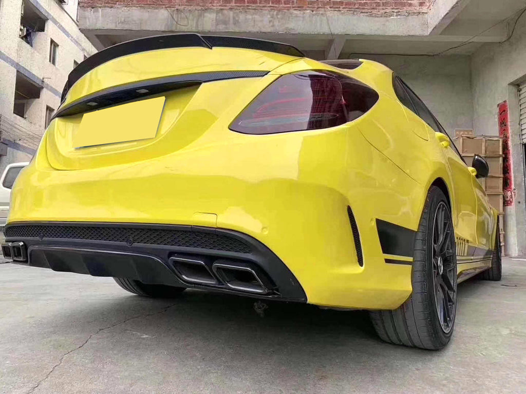 Aggressive Rear Diffuser & Exhaust Tips - For Mercedse W205/S205 AMG ...