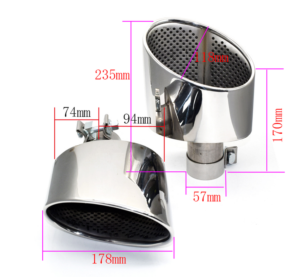 57mm Inlet Silver Exhaust Tips - AUDI A4 A5 A6 A7 Refit To RS4 RS5 RS6 ...