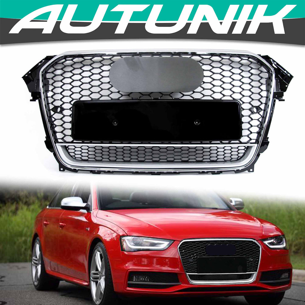 Front Grille w/ Chrome Frame - For Audi A4 S4 B8.5 2013-2016 - Autunik.com