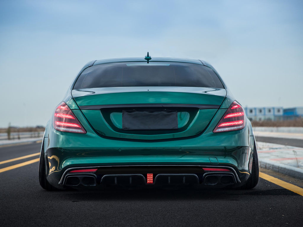 Gloss Black Diffuser + Tips - For Mercedes W222 S500 S550 AMG 2014-2017 ...
