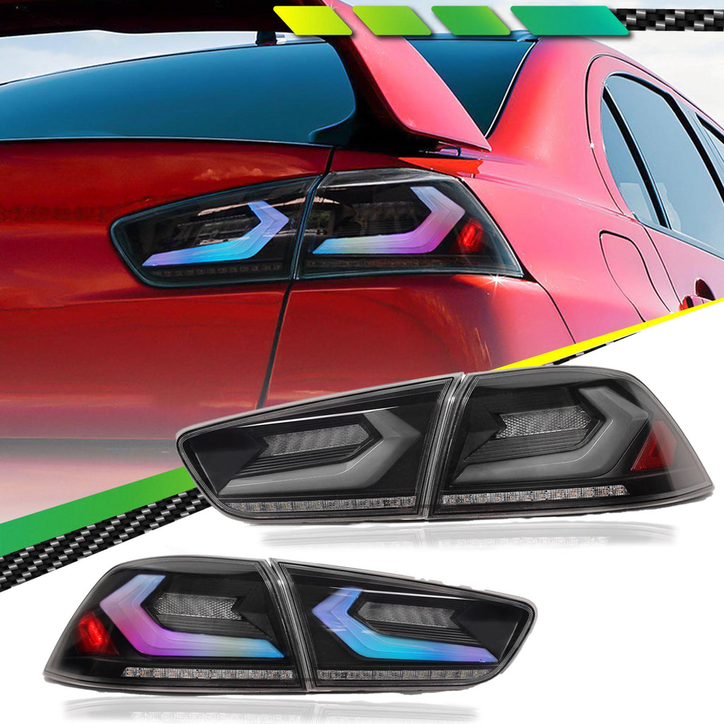 Aftermarket RGB LED Tail Lights - for Mitsubishi Lancer EVO X 2008-2017 ...