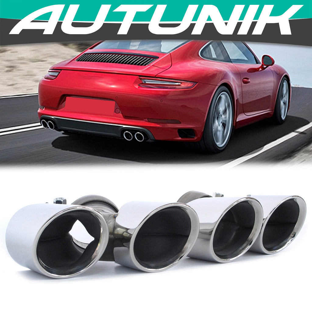Chrome Exhaust Tips - For Porsche 911 Carrera 991.2 NON-PSE - Autunik.com