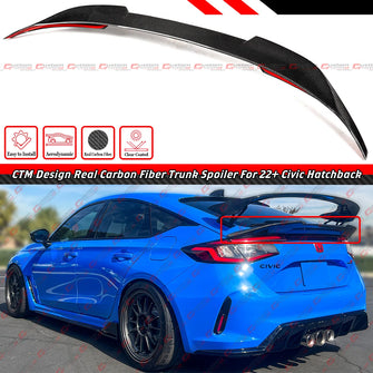 Real Carbon Fiber Trunk Spoiler - For 2022-25 Civic Hatchback Type R ...